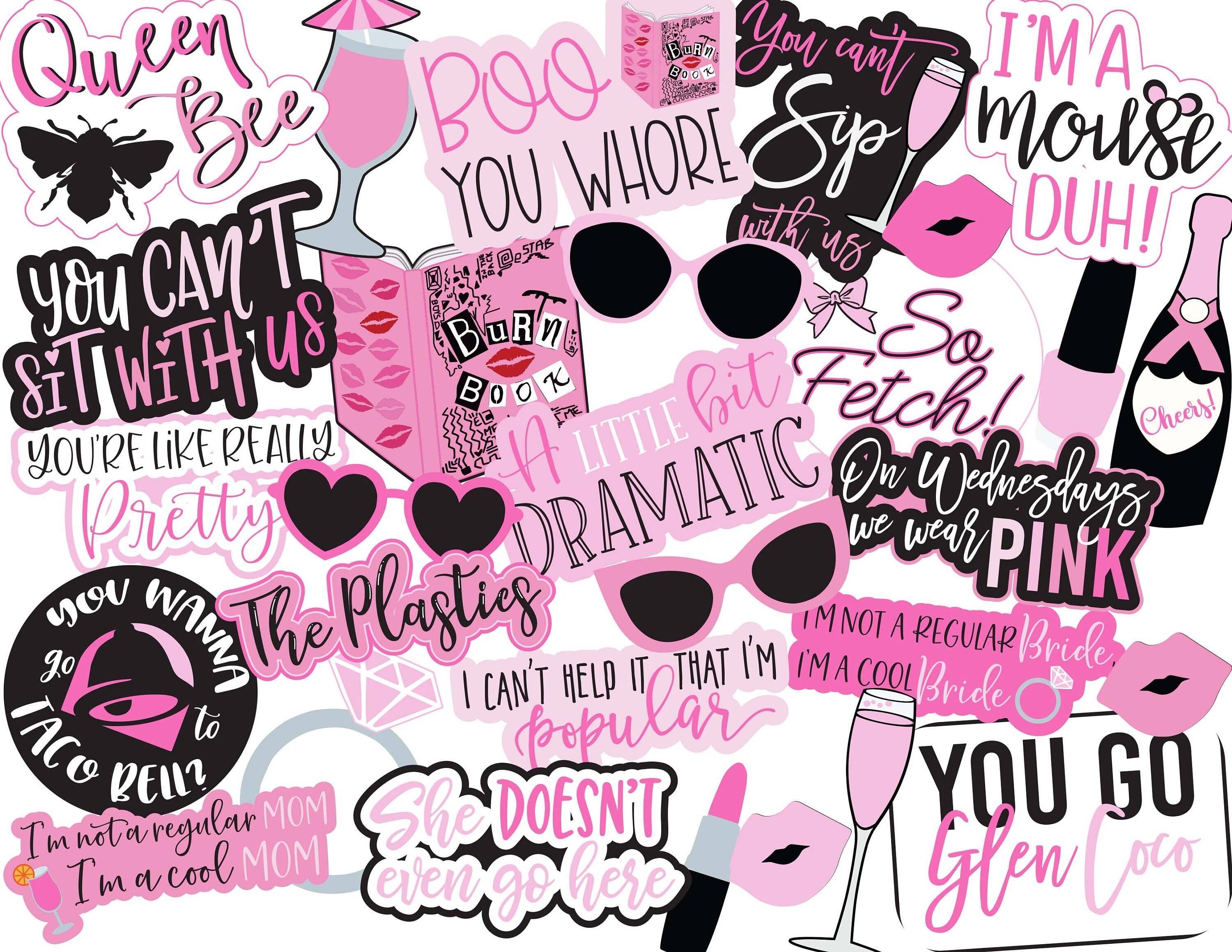 Photo Booth Props Mean Girl Photo Booth Props Bachelorette Etsy