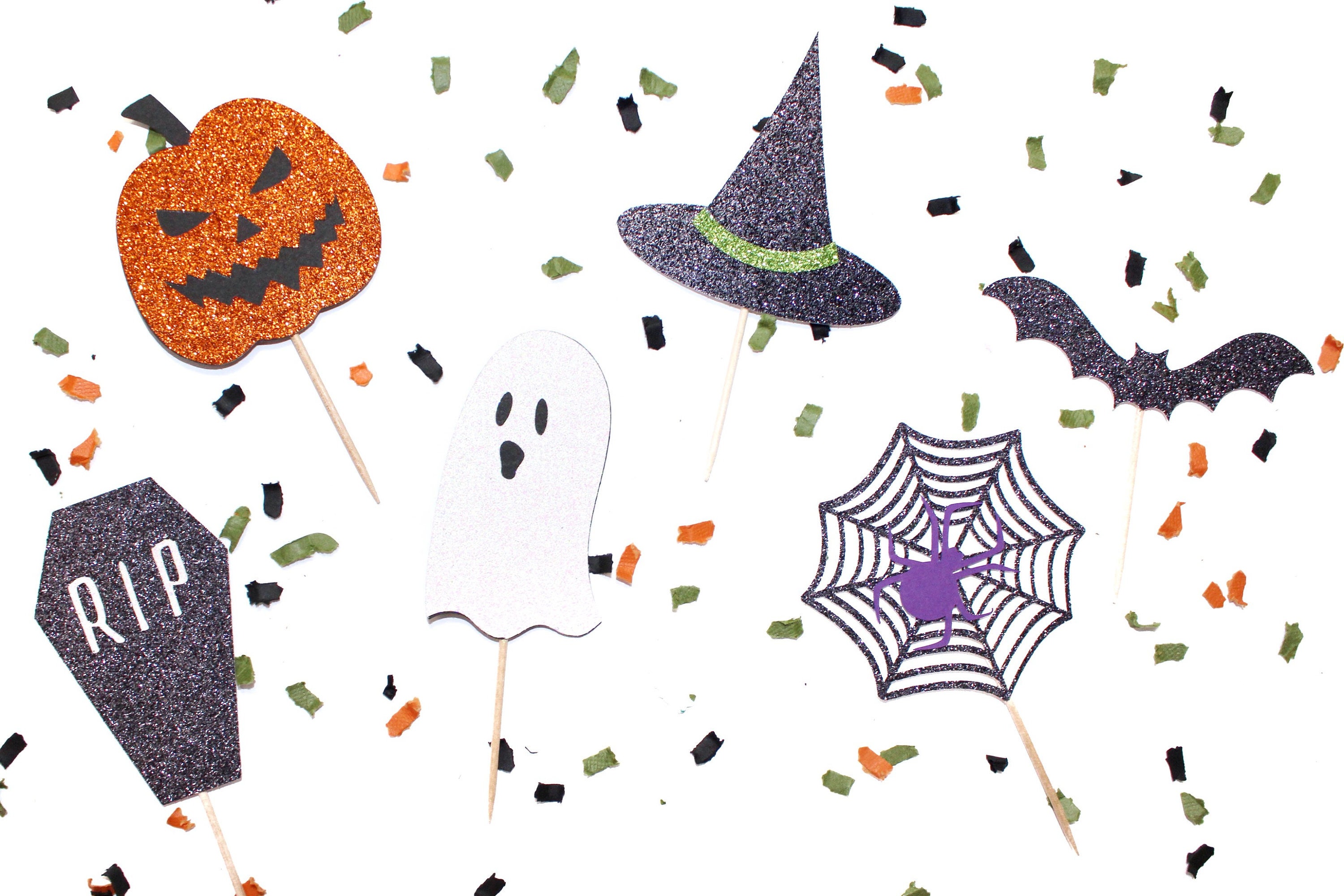 Halloween Cupcake Toppers Bat Jack-o-lantern Ghost - Etsy