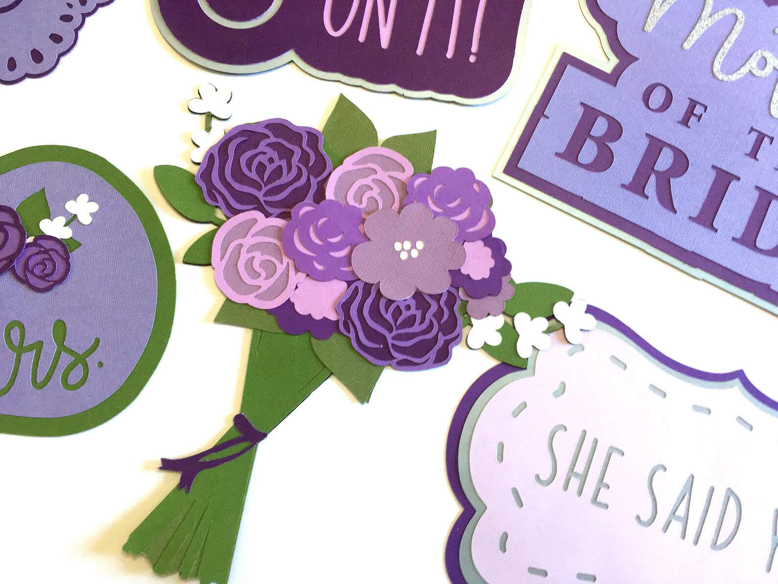 Purple & Silver Floral Bridal Shower Photo Booth Props - Etsy