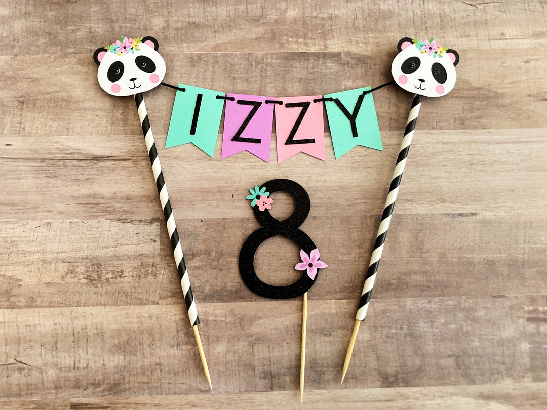 Panda Birthday Cake Topper Set Floral Panda Party Theme Party Like a ...