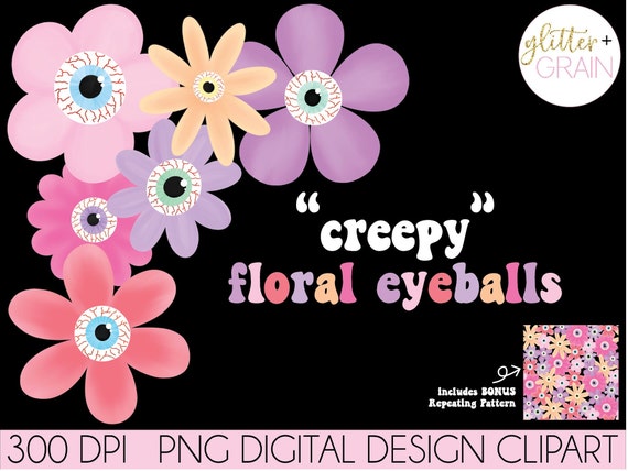 Creepy Floral Eyeballs PNG Files | Halloween Clipart | Spooky Flowers ...