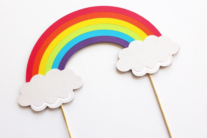 Rainbow Cake Topper Colorful Rainbow Birthday Cake Topper - Etsy