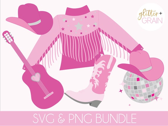 Disco Cowgirl SVG and PNG Bundle | Disco Ball SVG | Pink Cowboy Boot ...