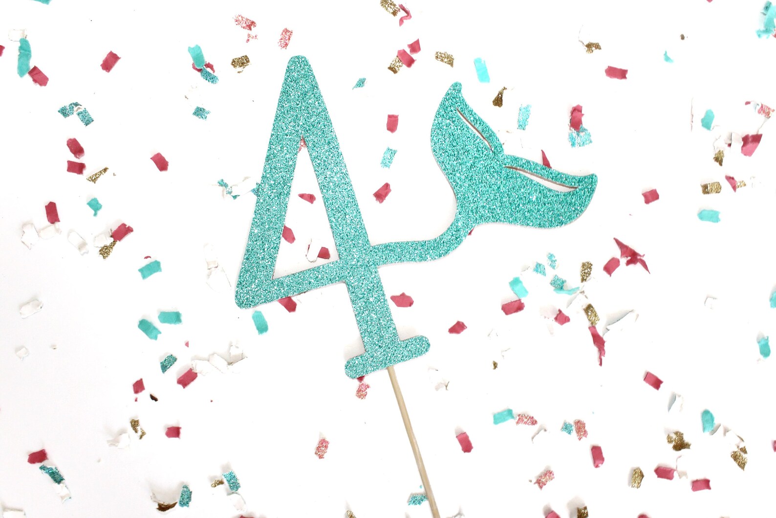 Mermaid Tail Number 4 Cake Topper Any Age Cake Topper | Etsy