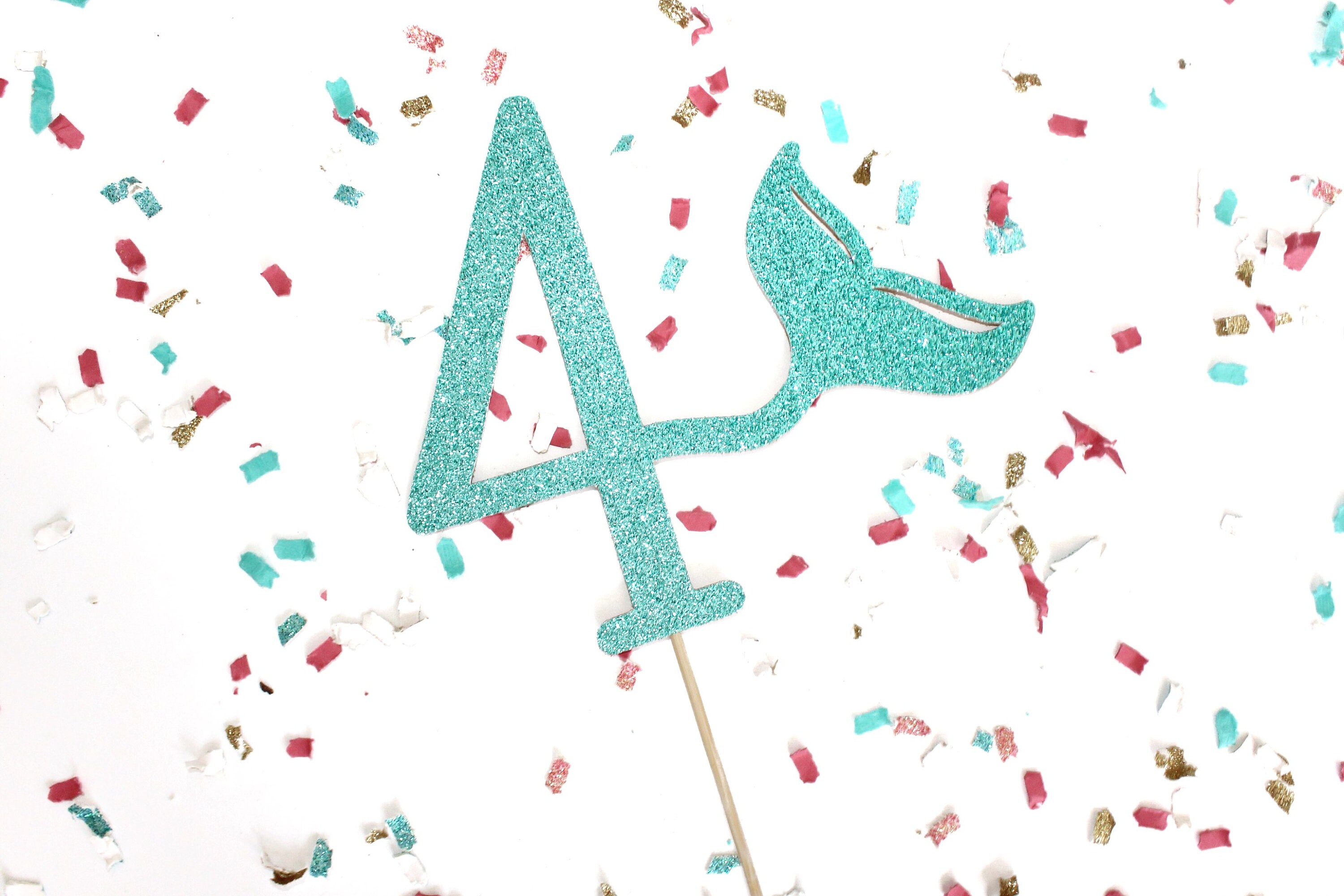 Mermaid Tail Number 4 Cake Topper Any Age Cake Topper | Etsy