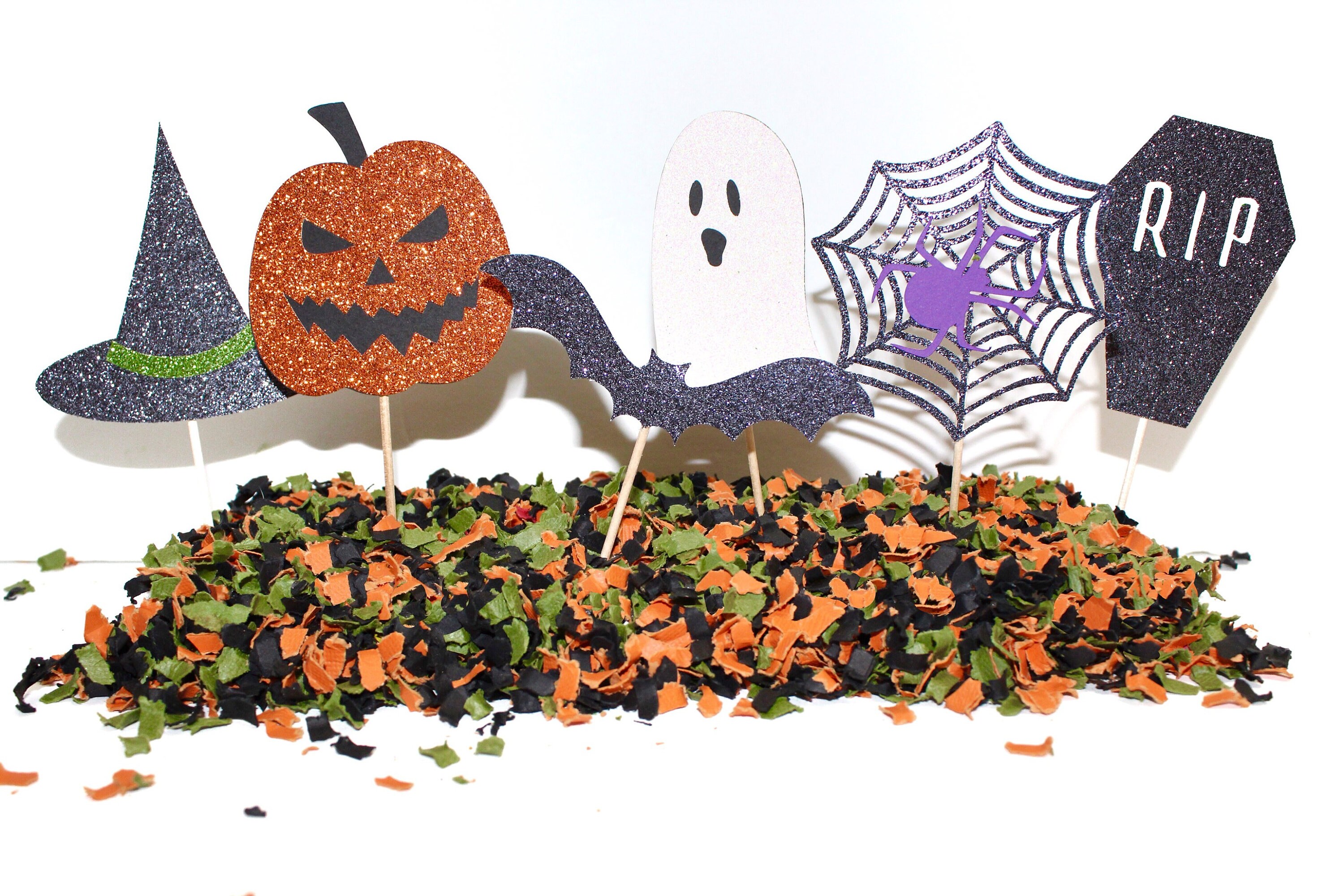 Halloween Cupcake Toppers Bat Jack-o-lantern Ghost - Etsy