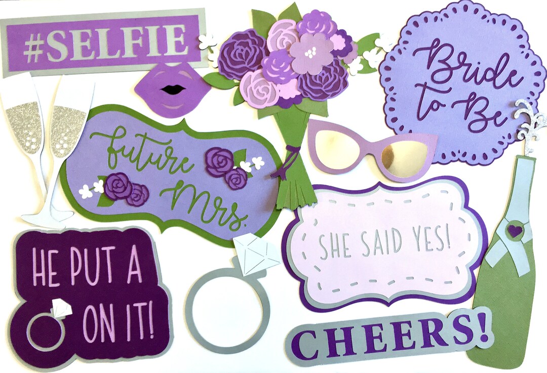 Purple & Silver Floral Bridal Shower Photo Booth Props - Etsy