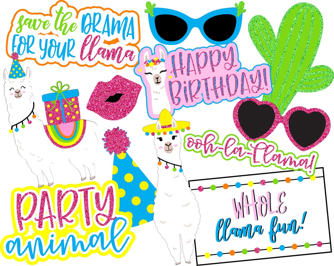 UNEDITABLE Printable Llama Birthday Photo Props Llama & Cactus Party ...