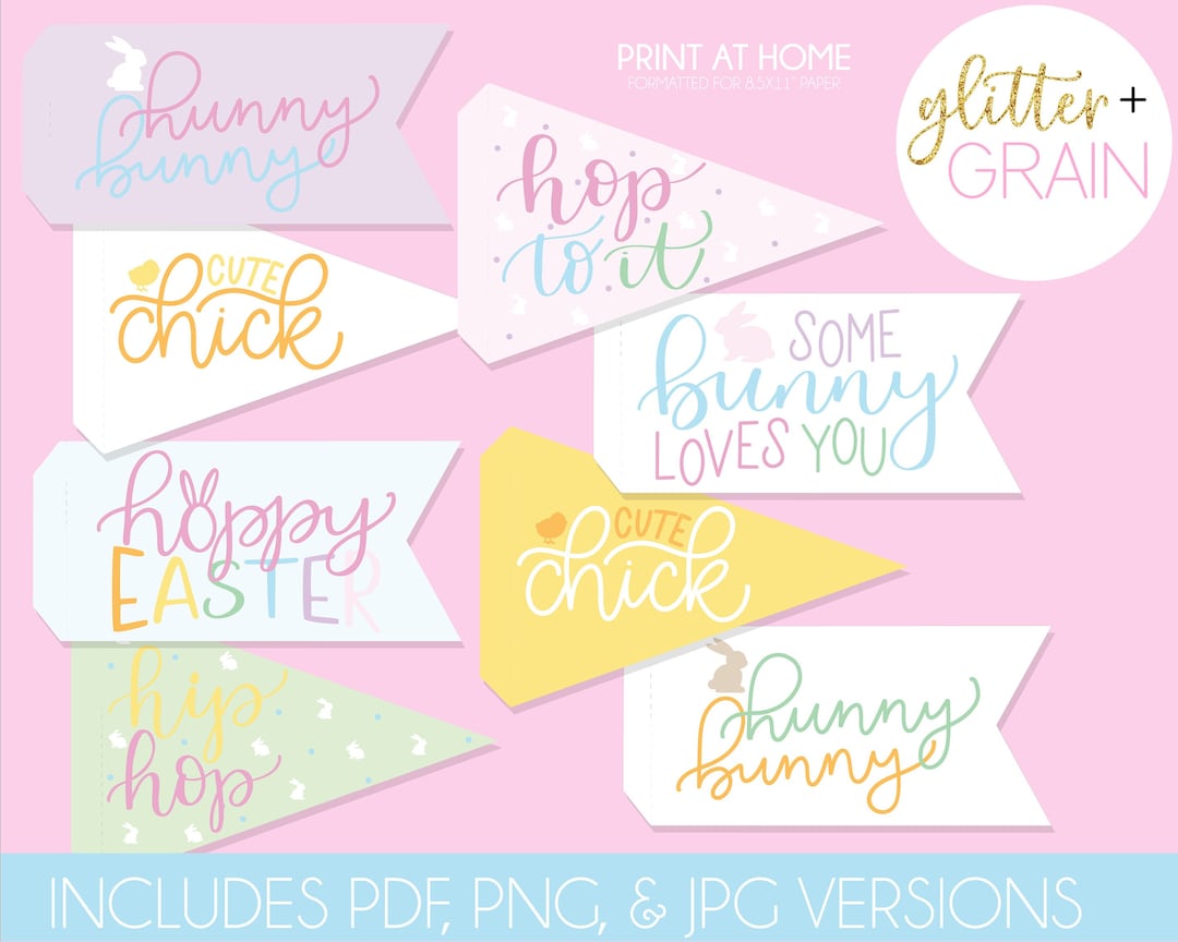 Banderas de banderín imprimibles de Pascua / Fiesta de Pascua DIY Favor ...