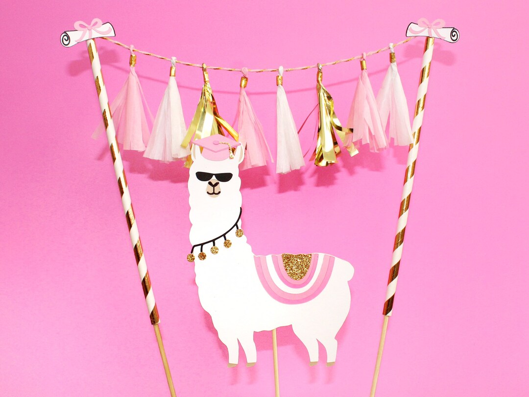 Graduation Llama Cake Topper Set Llama Grad Party Party Animal Llama ...