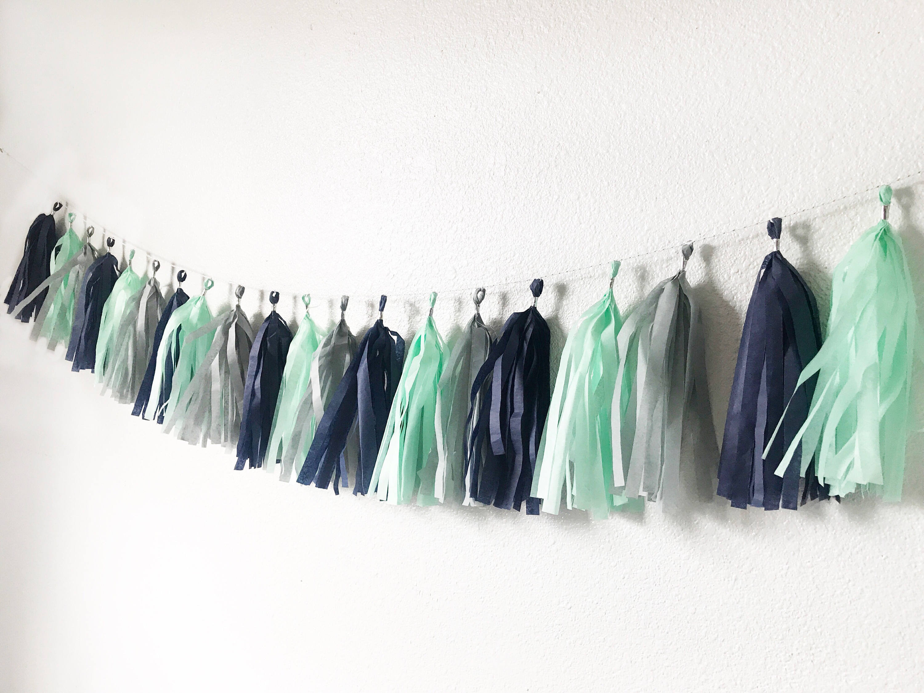 Tassel Garland Tassel Banner Navy Blue Mint Green and - Etsy