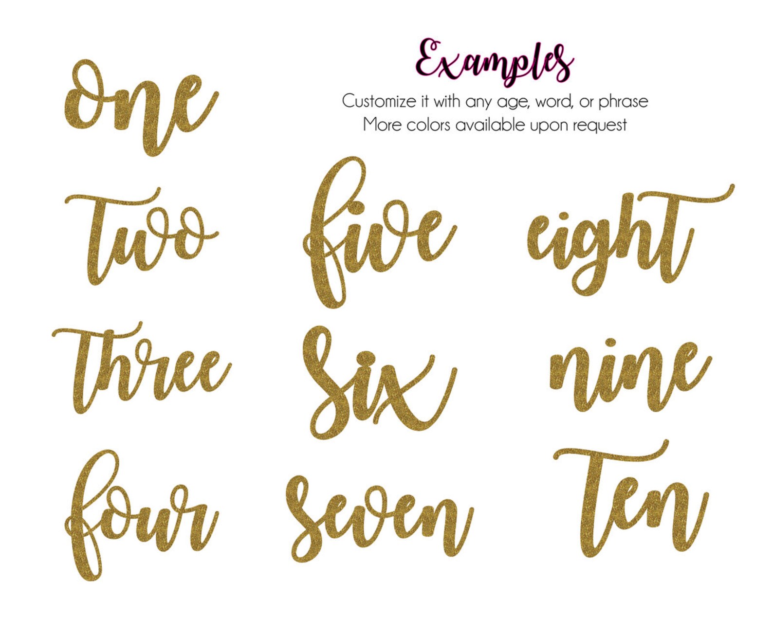 Six Script Cake Topper Age Cake Topper Glitter Birthday | Etsy