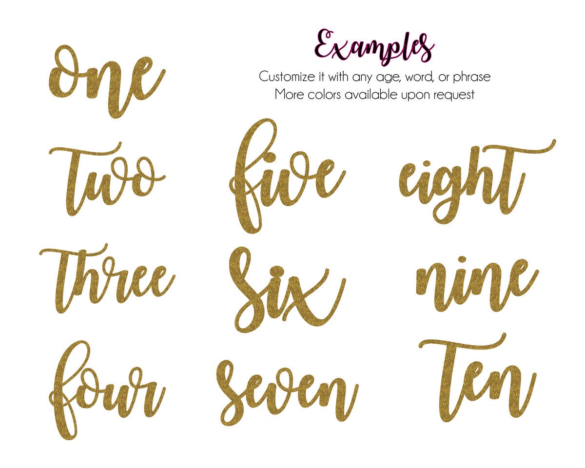 Three Script Cake Topper Age Cake Topper Glitter Birthday | Etsy