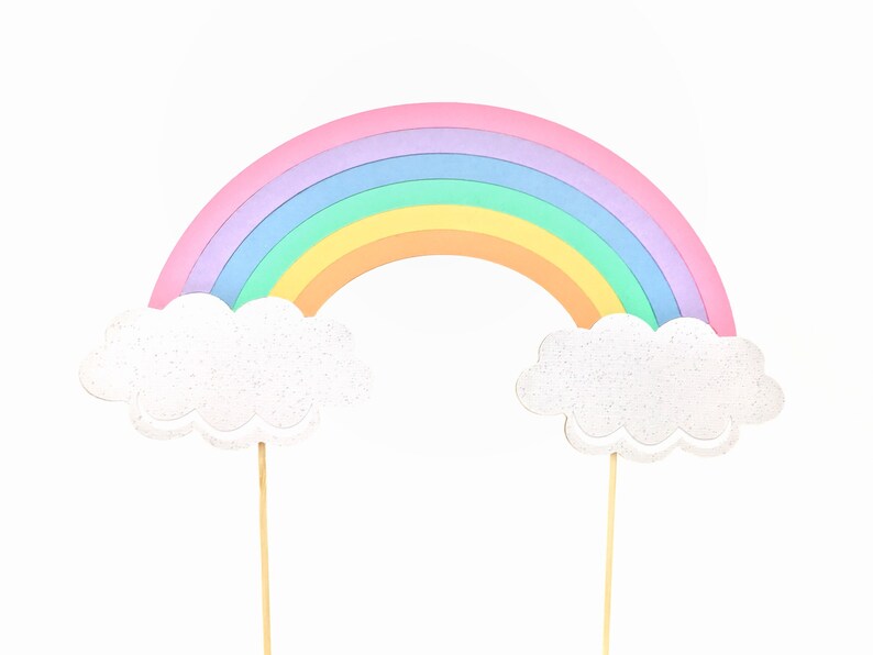 Pastel Rainbow Cake Topper Colorful Rainbow Birthday Cake - Etsy
