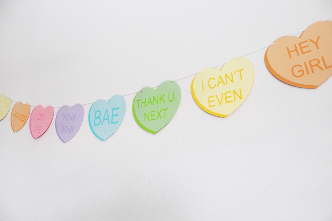 Conversation Heart Banner Candy Heart Banner - Etsy