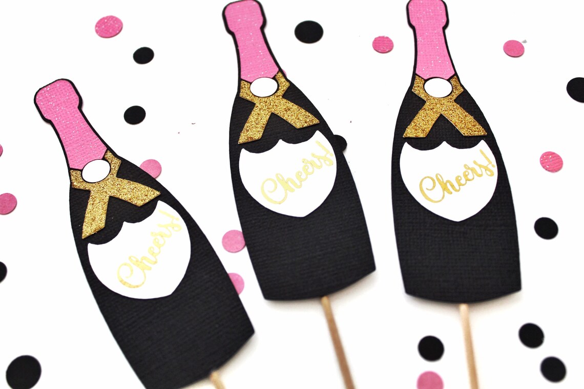 Champagne Bottle Cupcake Toppers Wine Bottle Cupcake Toppers - Etsy