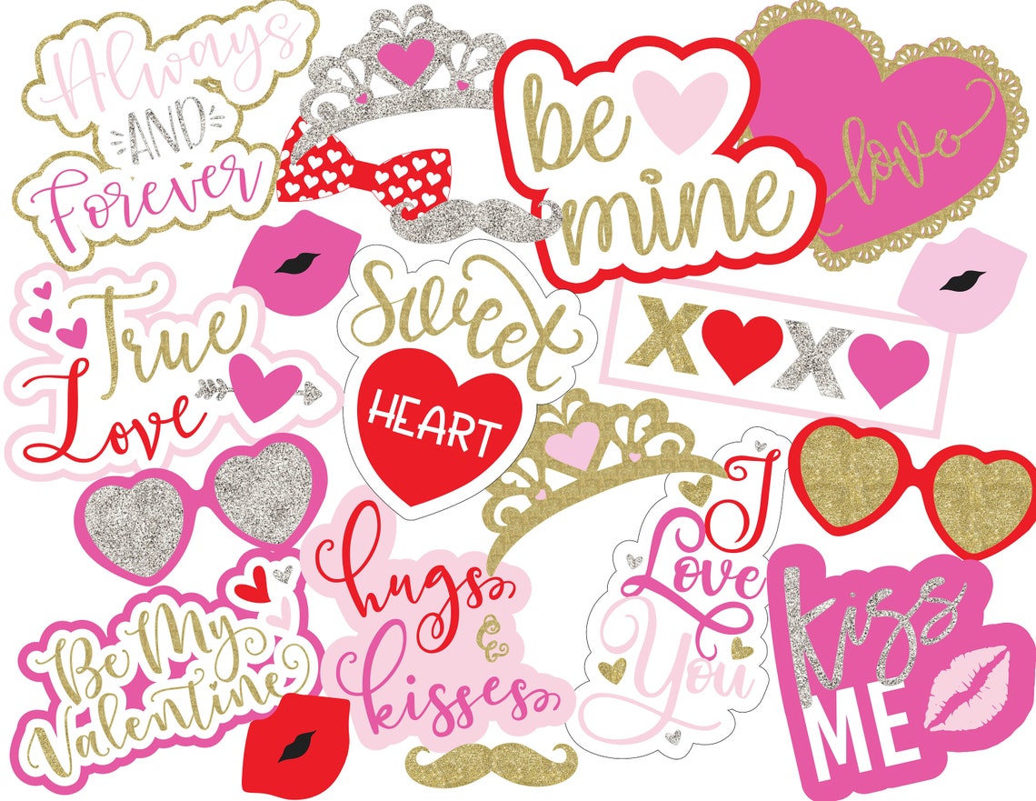 UNEDITABLE Valentine's Day Photo Booth Props | Printable Valentine's ...