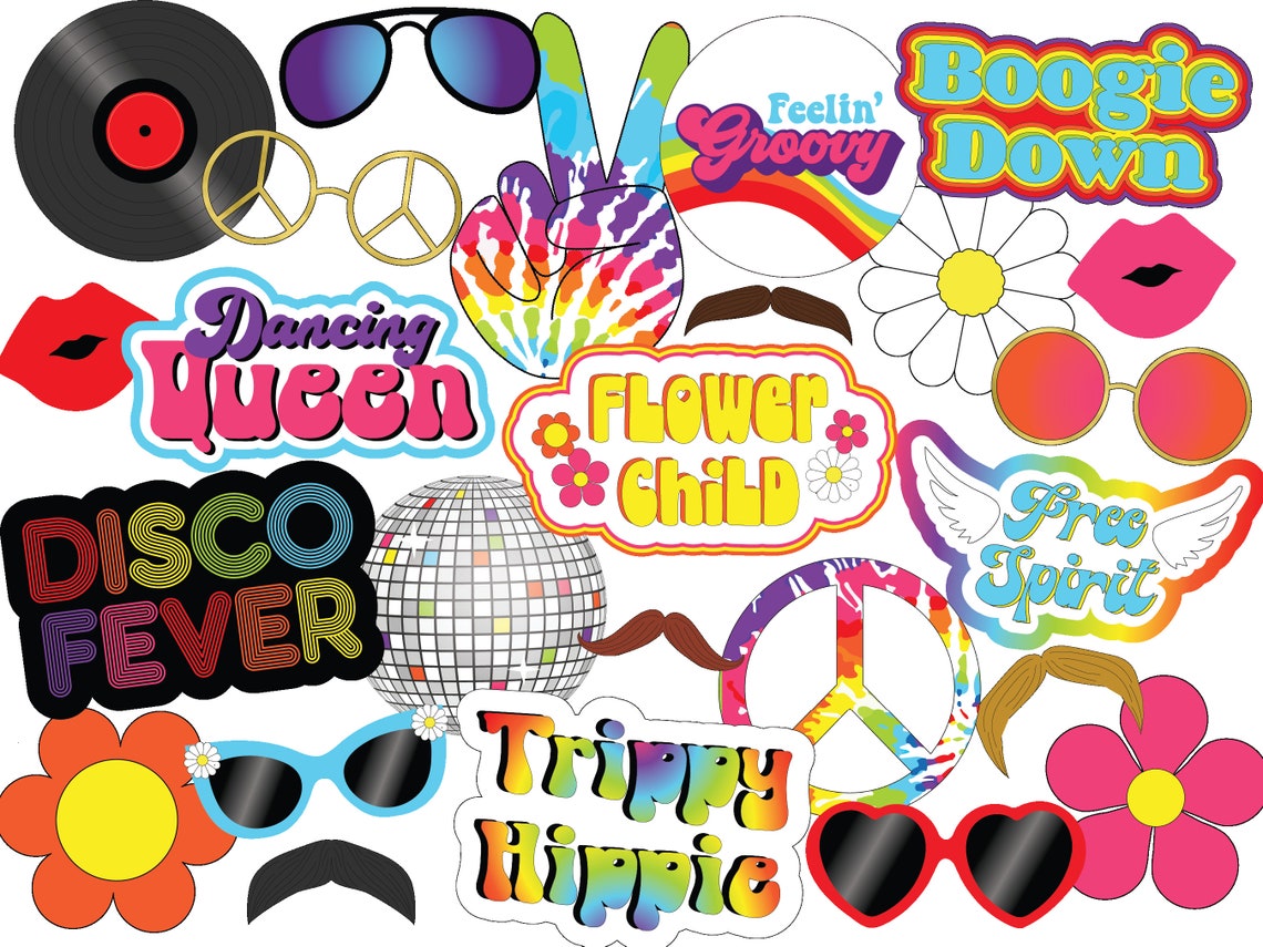 UNEDITABLE 70s Themed Party Photo Booth Props | Disco Party Props ...