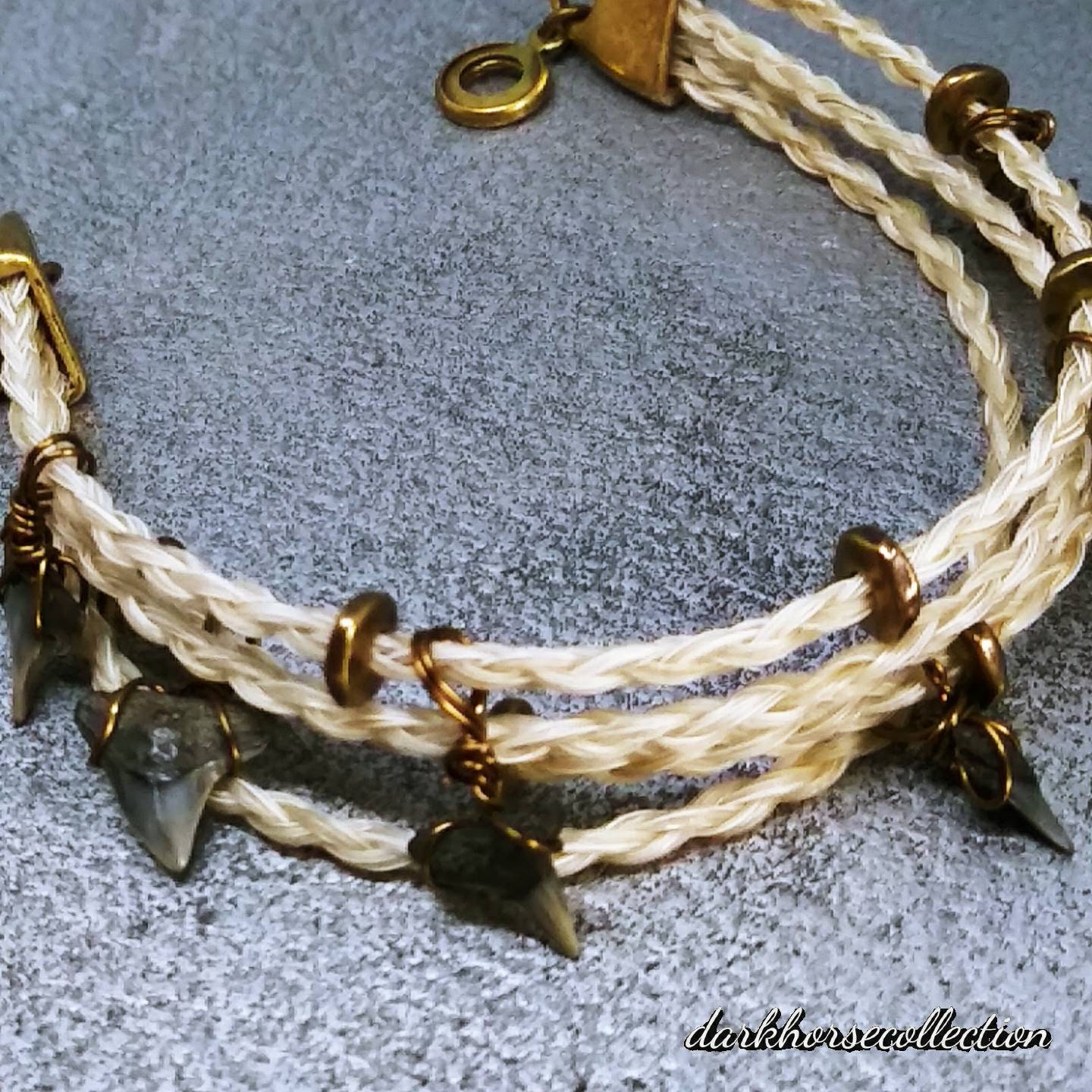 Shark's Tooth Men's Bracelet made with Genuine Horsehair, Bracelet for ...
