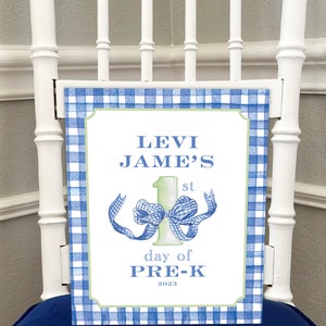 PRINTABLE Back to School Sign | Blue Gingham Bow - Etsy
