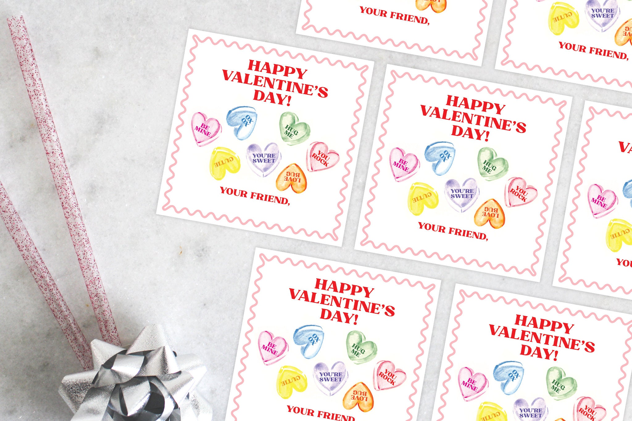 PRINTABLE Valentine Card Digital Download Heart Candy You're Sweet - Etsy