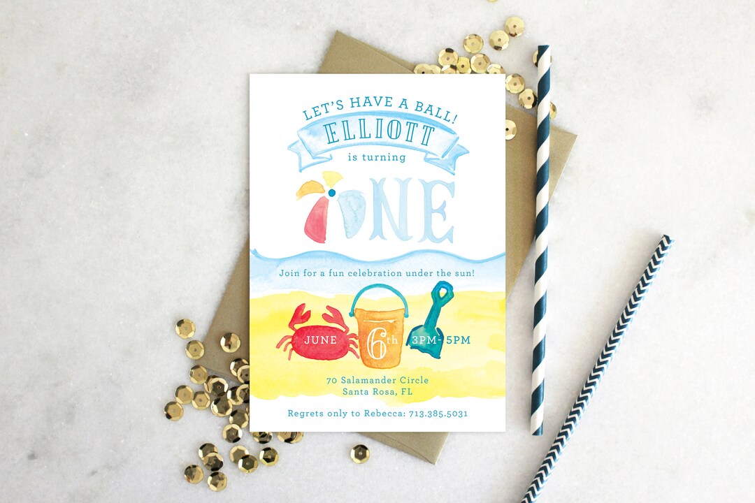 PRINTABLE Birthday Party Invitation Beach Ball Invitation - Etsy