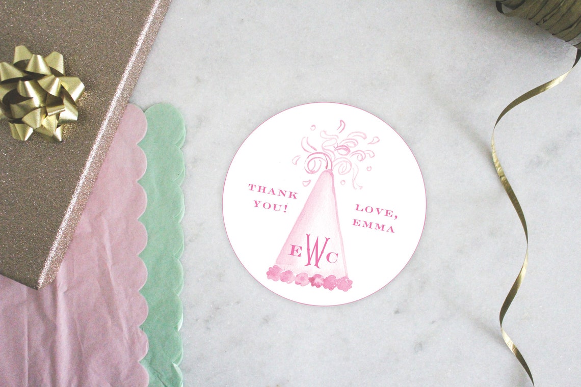 PRINTABLE Birthday Party Invitation Monogrammed Party Hat - Etsy