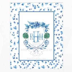 PRINTABLE Semi-custom Crest Southern Lady Magnolia Topiary Blue Leopard ...