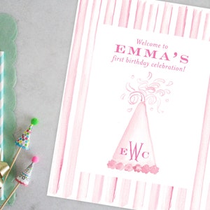 PRINTABLE Birthday Party Invitation Monogrammed Party Hat - Etsy