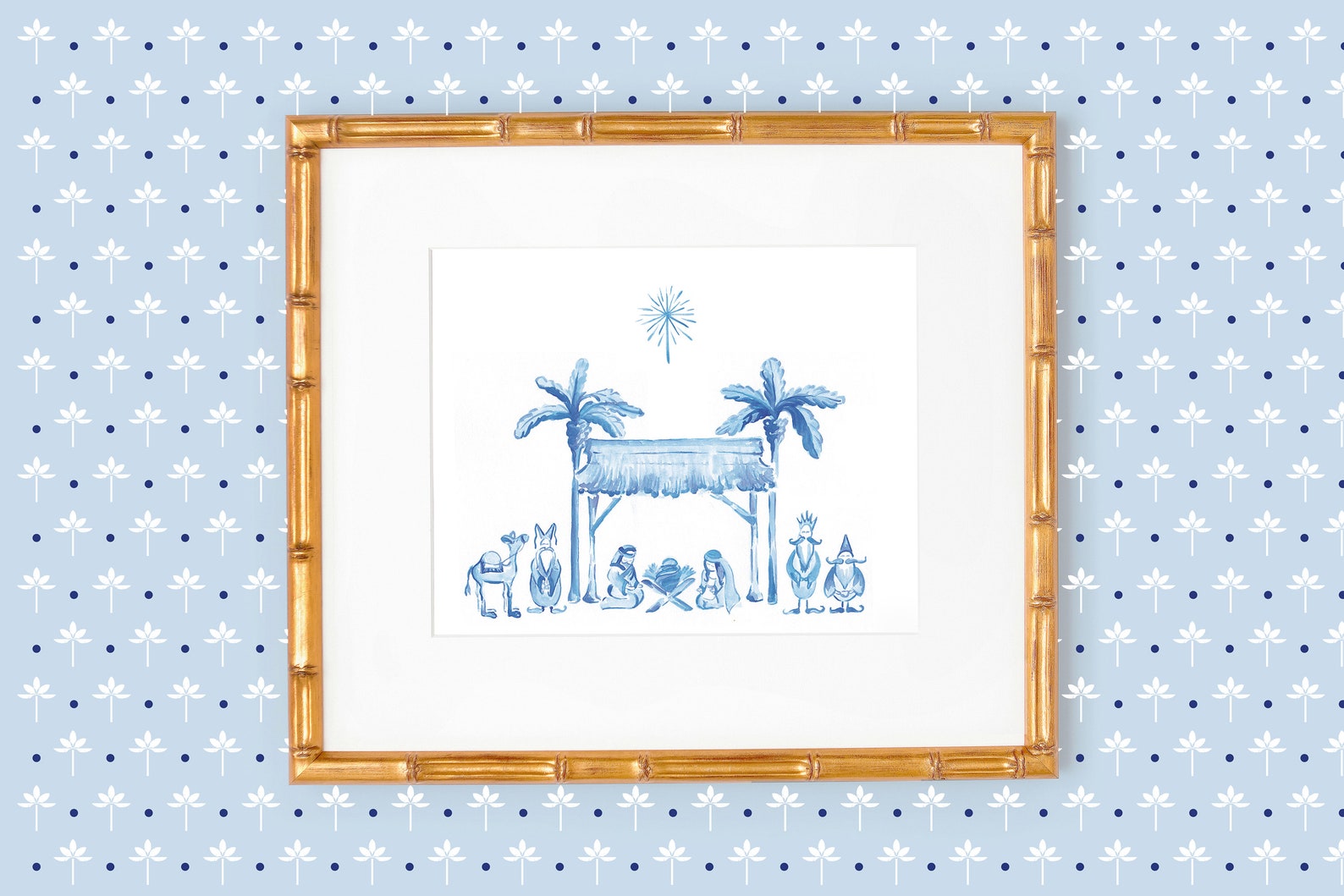 PRINTABLE Holiday Nativity Scene Blue and White Forever | Etsy