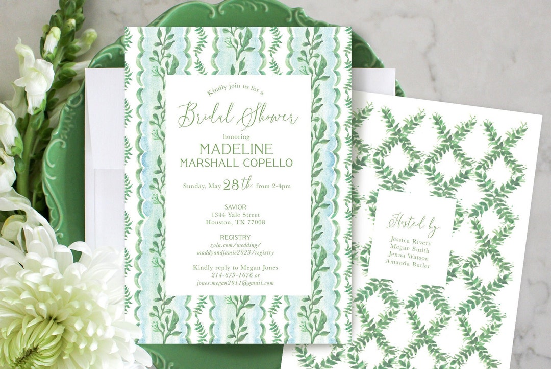 PRINTABLE Bridal Shower Invitation | Scallops and Stripes | Trellis - Etsy