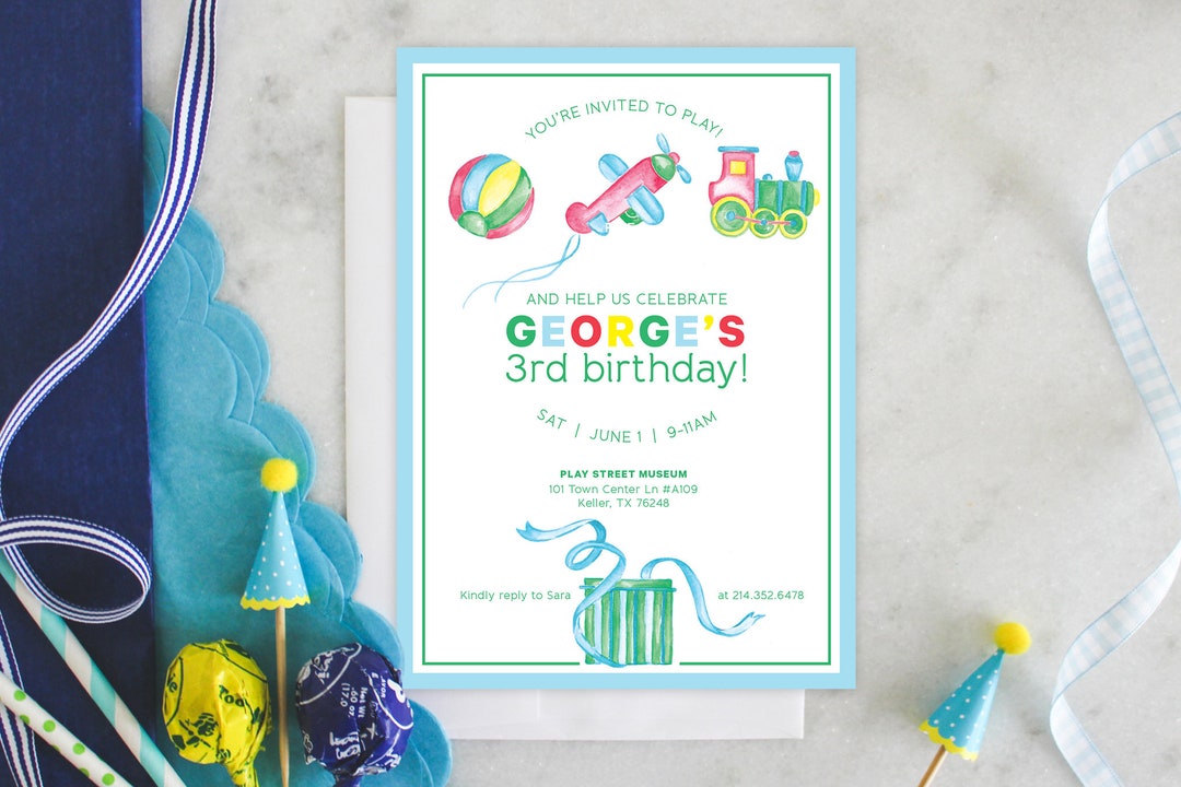 PRINTABLE Birthday Party Invitation Bundle | Boys & Toys | Play Time ...