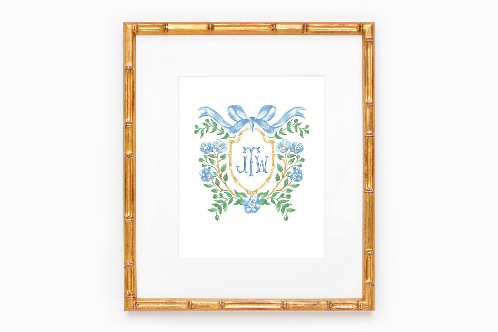 PRINTABLE Semi-custom Crest | Southern Blues and Greens | Gold Bamboo ...