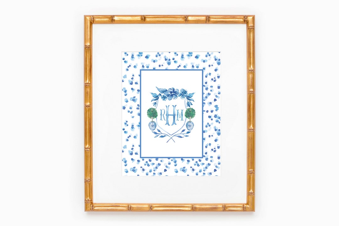 PRINTABLE Semi-custom Crest | Southern Lady | Magnolia | Topiary | Blue ...