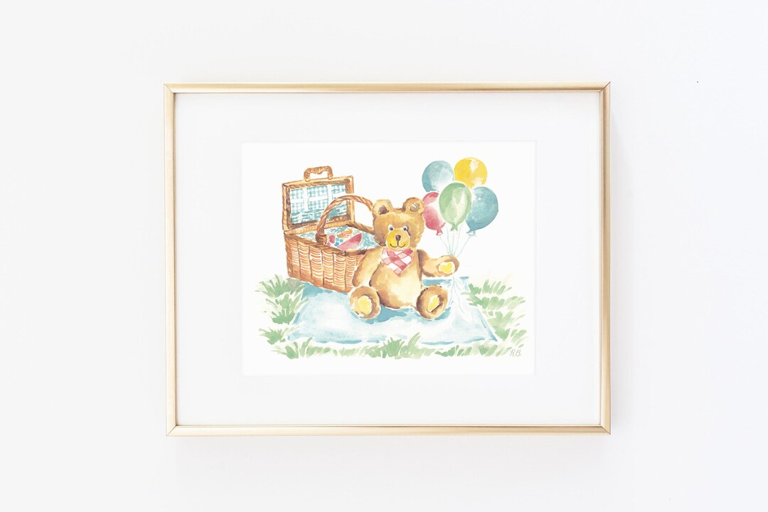 Art Print for Kids | Watercolor| Teddy Bear's Picnic Scene - Etsy