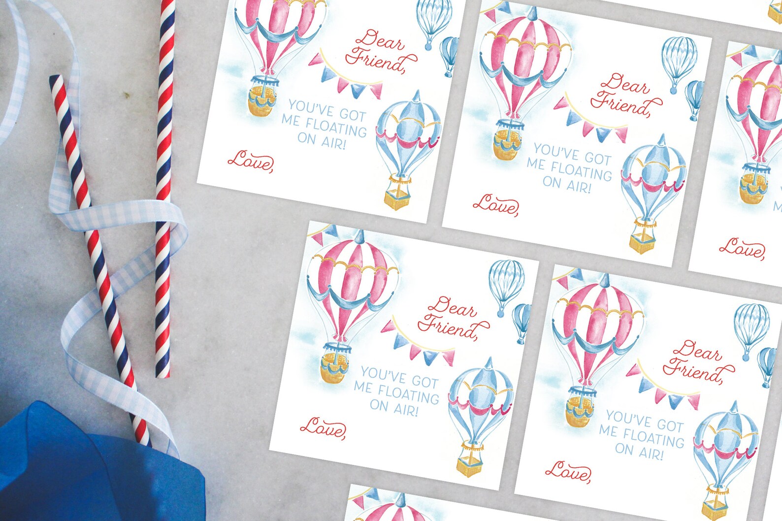 PRINTABLE Valentine Card Digital Download Hot Air Balloon - Etsy