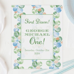 PRINTABLE Birthday Party Invitation Bundle | First Down | 1st Birthday ...
