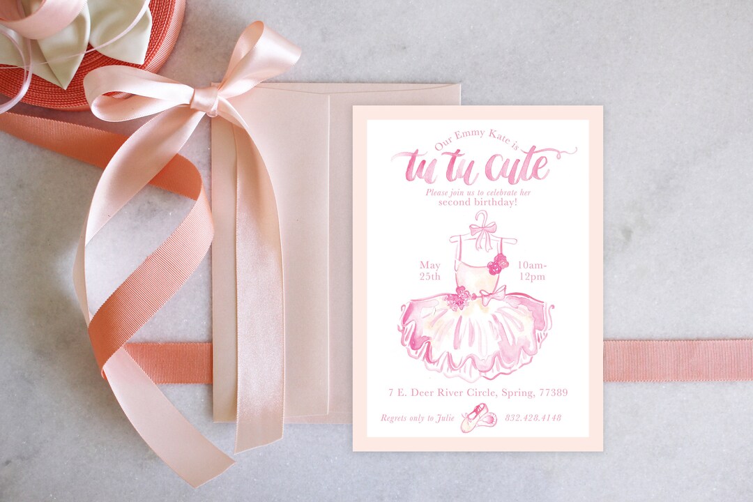 PRINTABLE Birthday Party Invitation Tutu Cute Ballerina - Etsy