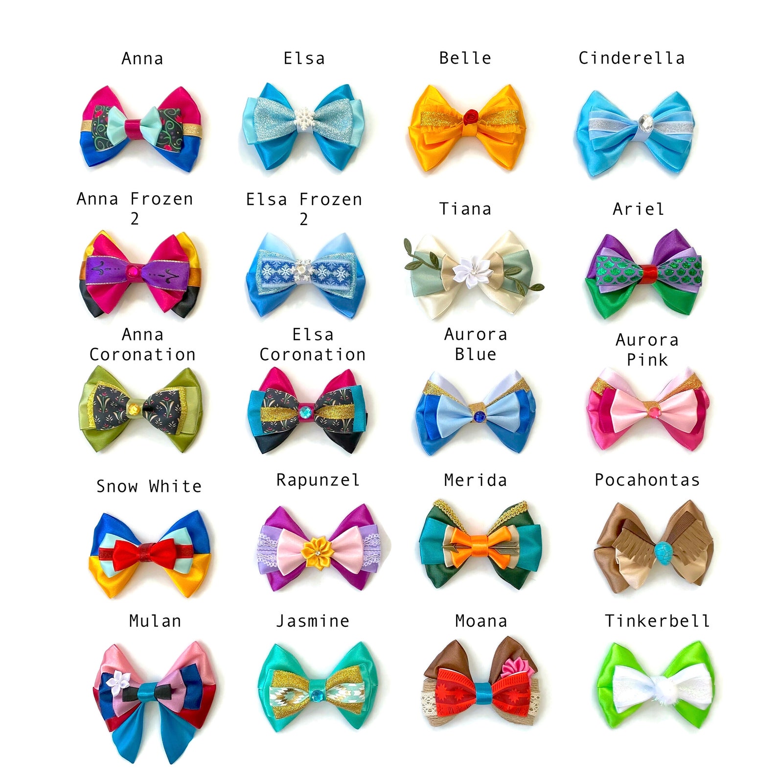 Disney Princess Character Inspired Hair Bows Disney Princess - Etsy