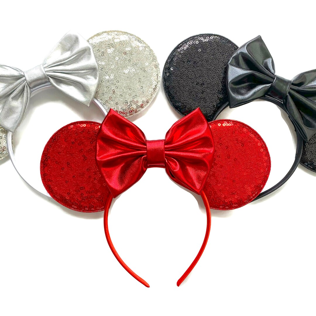 Metallic Bow Minnie Mouse Sequin Ears Red Minnie Ears Black Minnie Ears ...