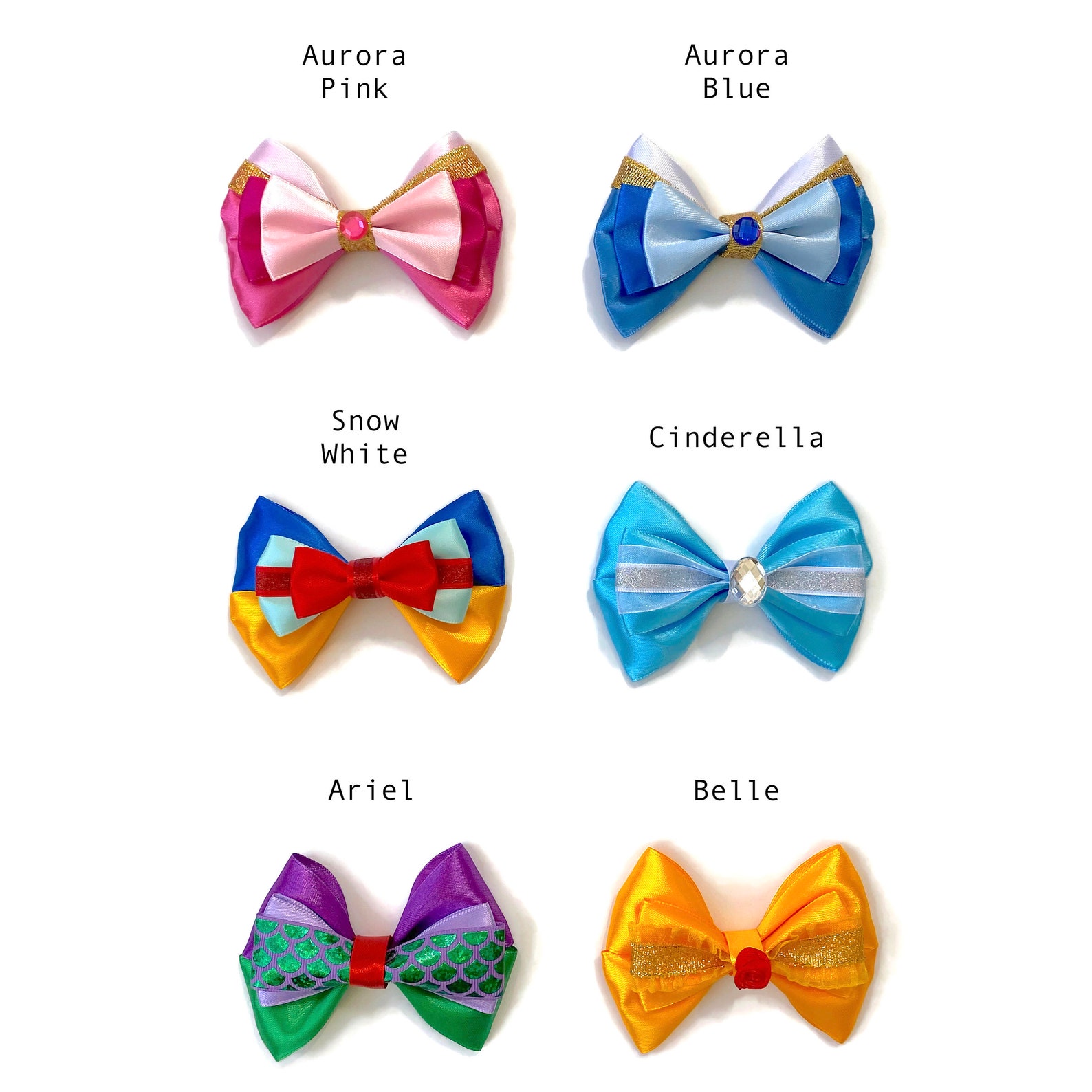 Disney Princess Character Inspired Hair Bows Disney Princess - Etsy
