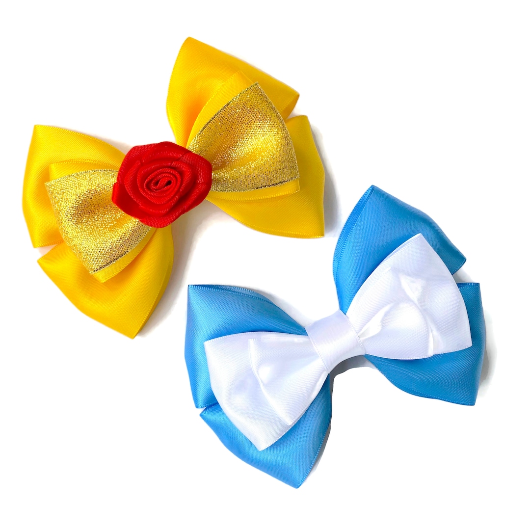 Beauty & the Beast Hair Bow | Belle Yellow Hair Bow | Belle Blue Hair ...