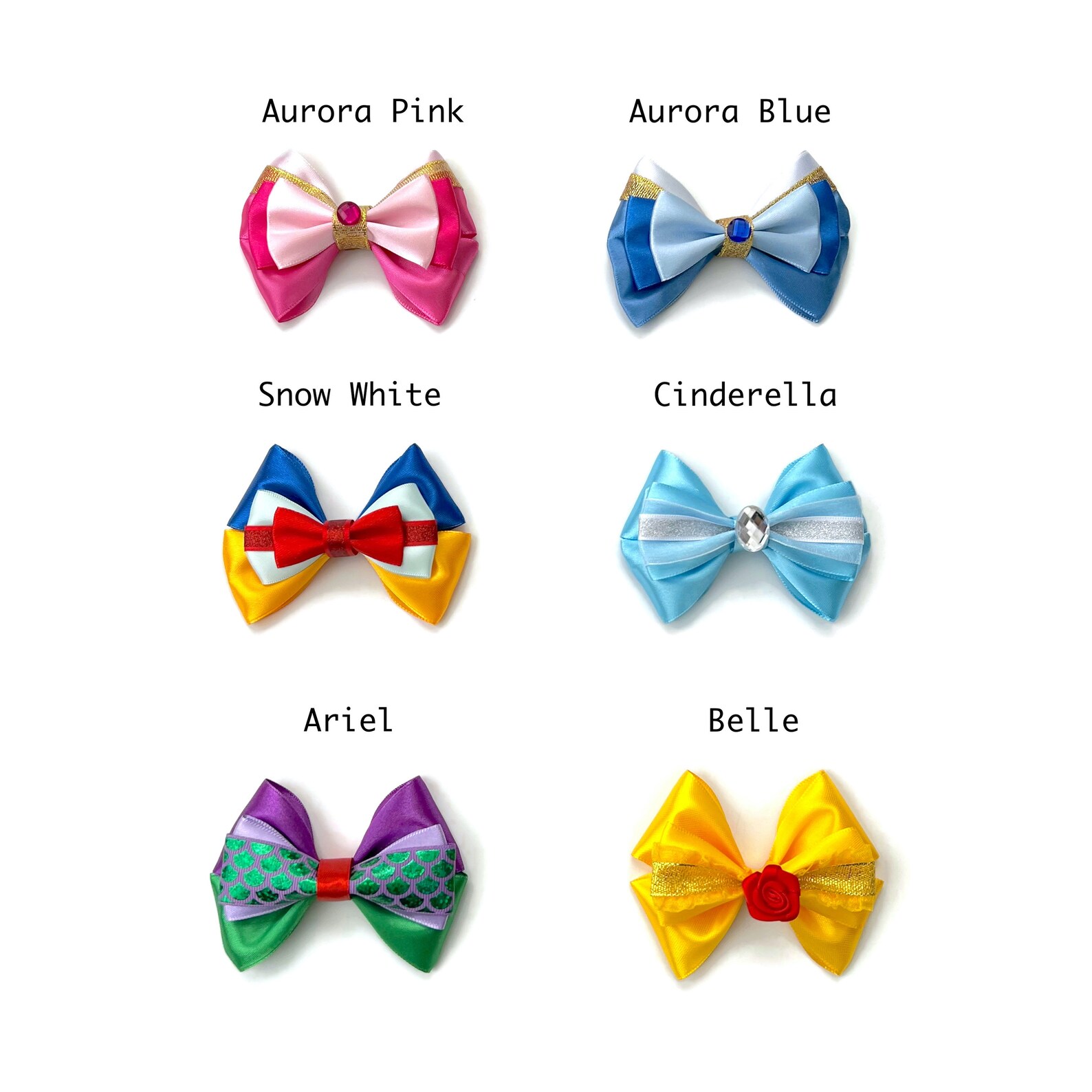 Disney Princess Character Inspired Hair Bows Disney Princess - Etsy