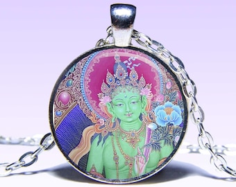 Tara Green Amulet Om NECKLACE Amulet Charm Pendant | Etsy