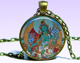 Tara Green Amulet Om NECKLACE Amulet Charm Pendant | Etsy