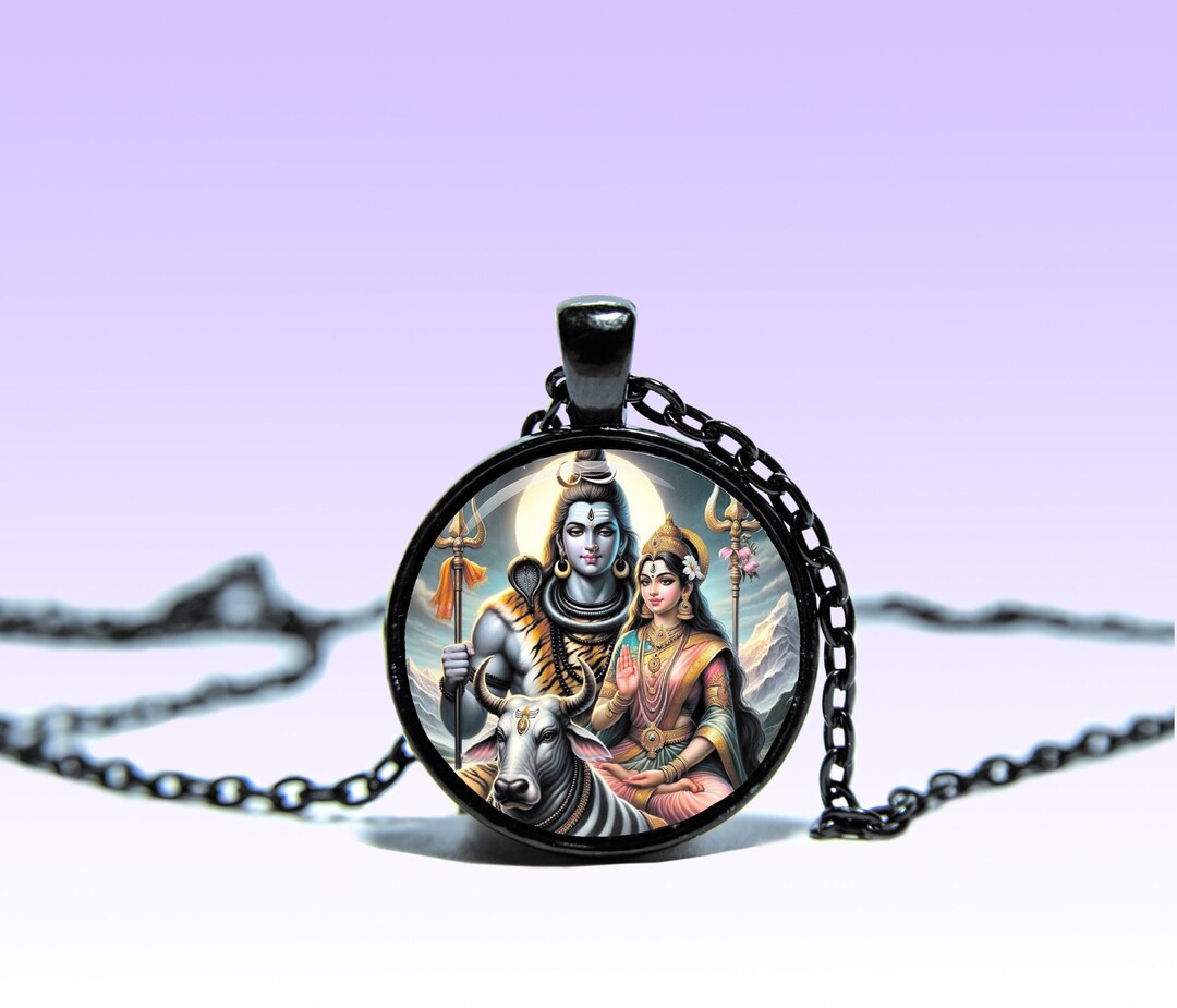 Shiva and Parvati Pendant: Amulet Necklace Yoga Lotus Mantra - Etsy