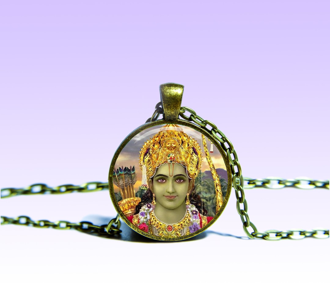 Lord Rama Amulet Pendant Ram NECKLACE Yoga Om Lotus Jewelery Ramacandra ...