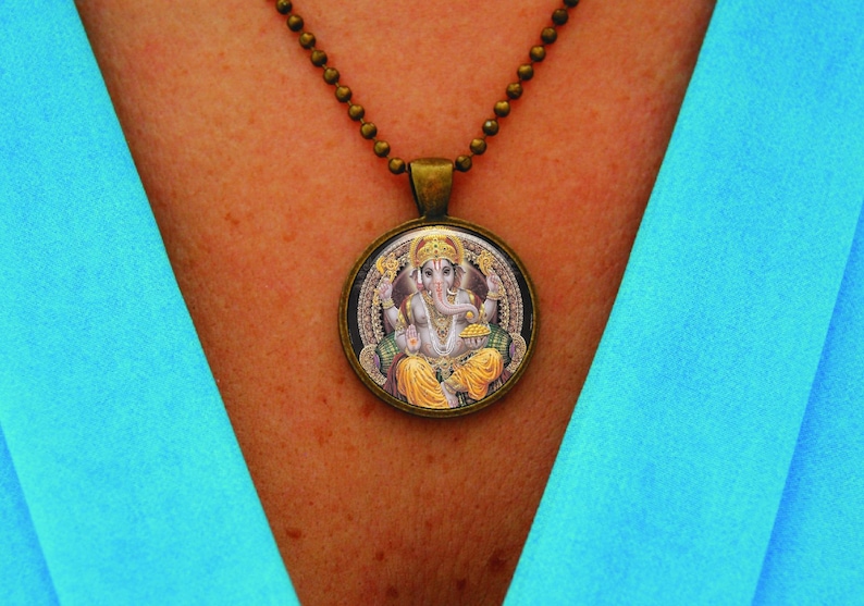 Lord Ganesha Pendant Necklace: Hindu God Amulet, Wisdom and Luck - Etsy