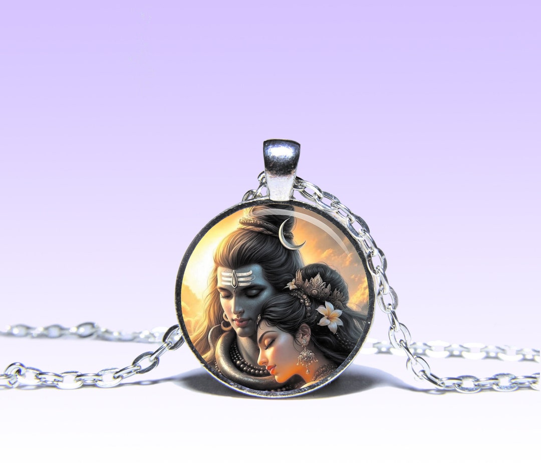 Shiva and Parvati Pendant Necklace: Yoga Amulet With Lotus Mantra - Etsy