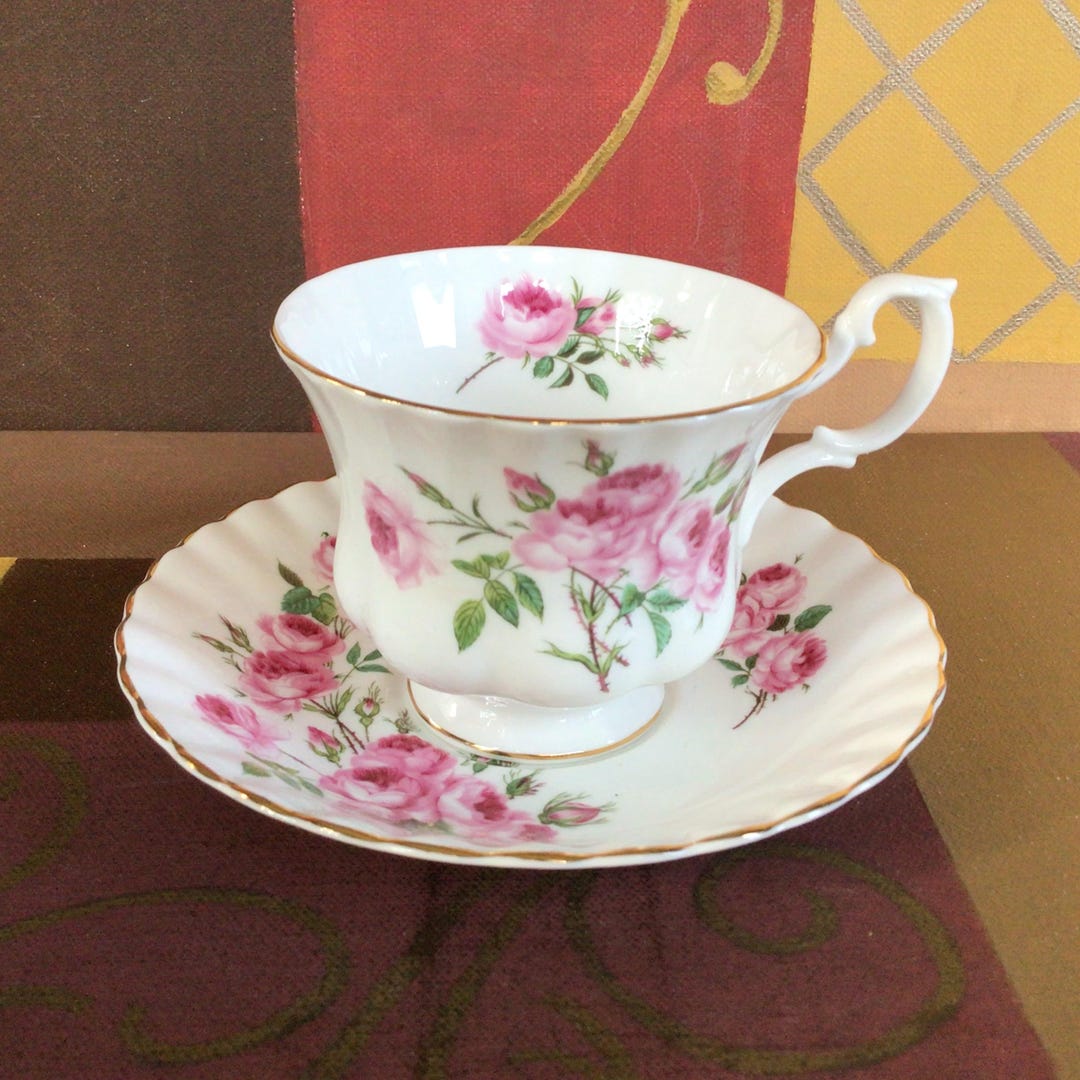 Royal Albert Pink Roses Teacup and Saucer, Bone China England Tea Cup ...